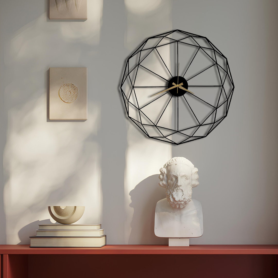 Geometric Metal Wall Clock, Modern Wall Clock, Silent Wall Clock ...