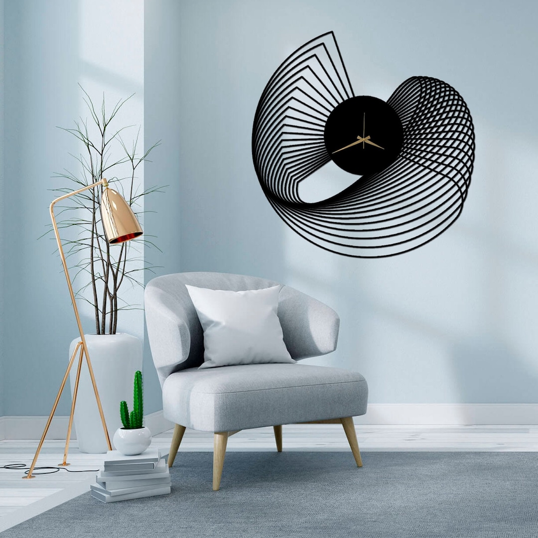 Spiral Metal Wall Clock, Lines Wall Clock, Luxury Home Decor, Clocks ...