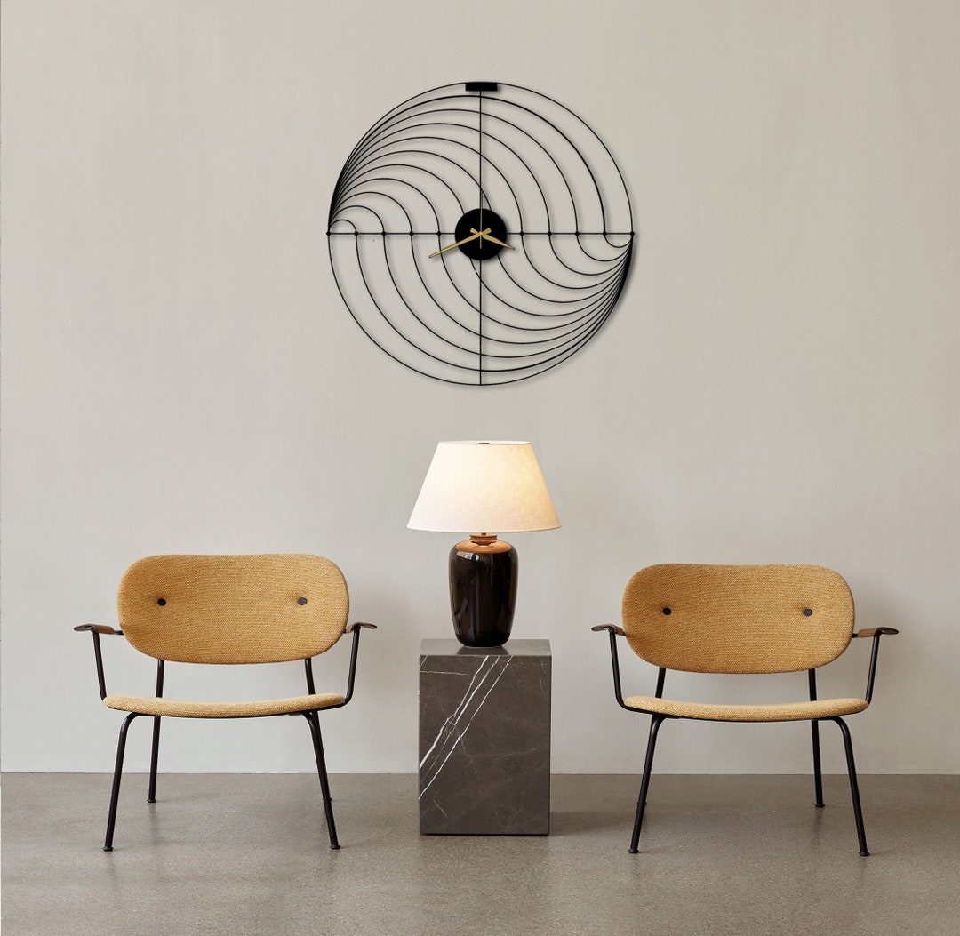 Spiral Lines Wall Clock, Metal Wall Clock, Unique Wall Clock, Lines ...