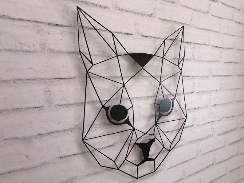 Geometric Cat Face Metal Wall Art: Minimalist Pet Decor - Etsy