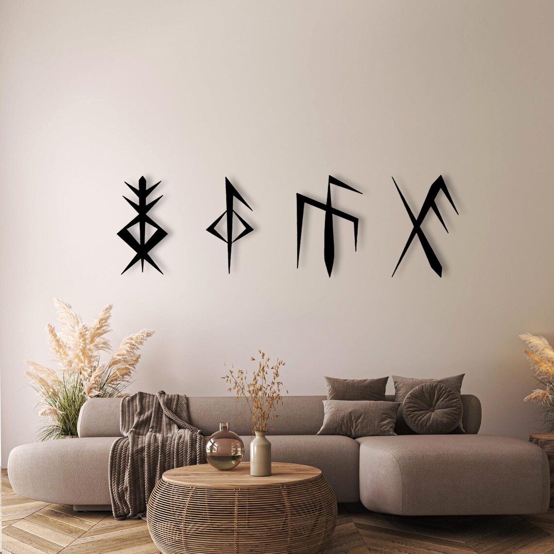 Viking Symbols Metal Wall Art Set: Norse Mythology Decor, Good Luck ...
