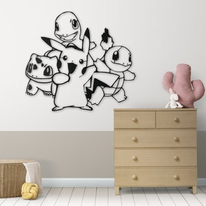 Pokemon Wall Decor, Metal Wall Art, Pikachu Wall Art, Charmander Decor ...