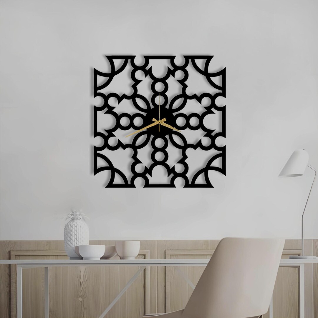 Motif Wall Clock, Square Wall Clock, Home Gift Unique, Metal Wall Clock ...