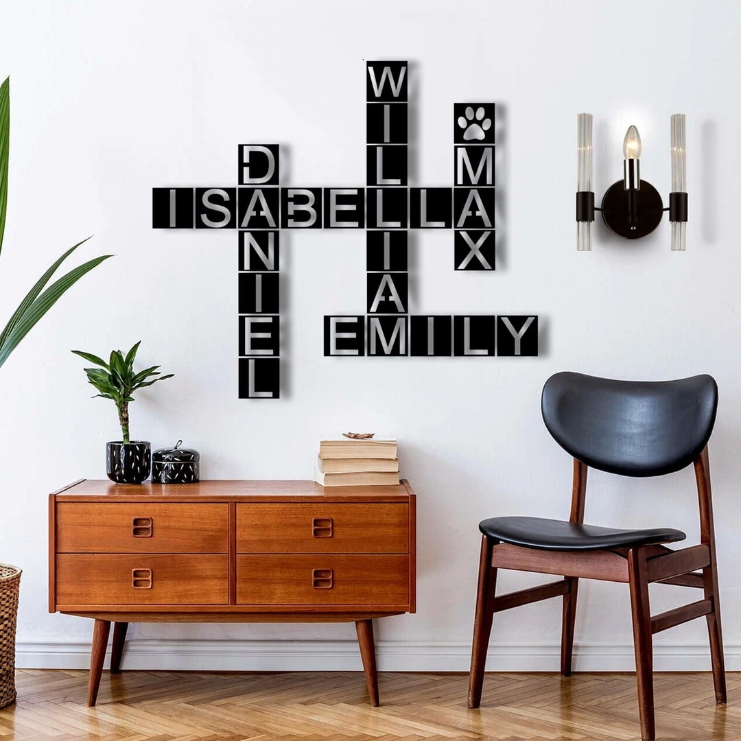 Personalized Scrabble Tiles Metal Wall Art, Custom Family Name Sign ...