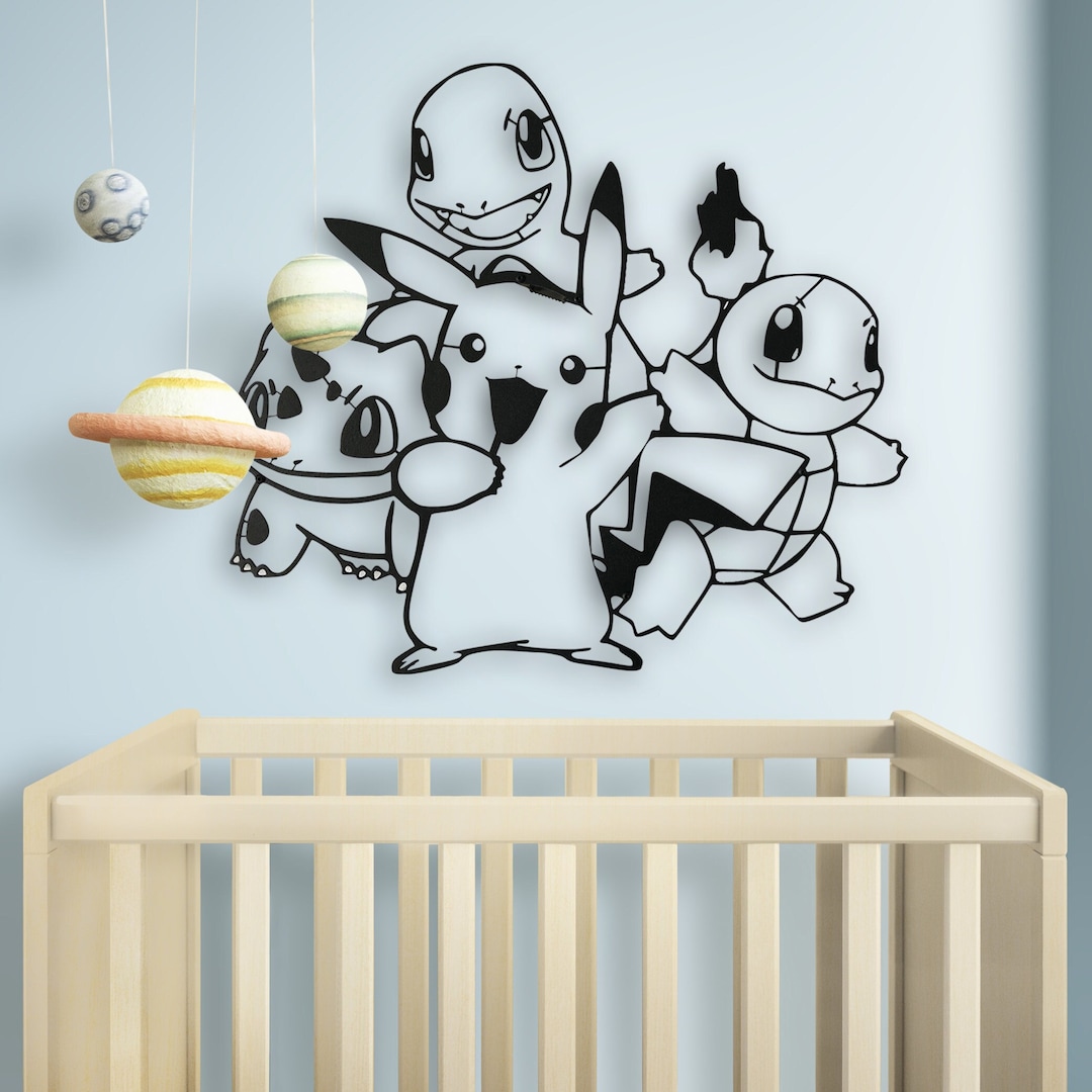 Pokemon Wall Decor, Metal Wall Art, Pikachu Wall Art, Charmander Decor ...