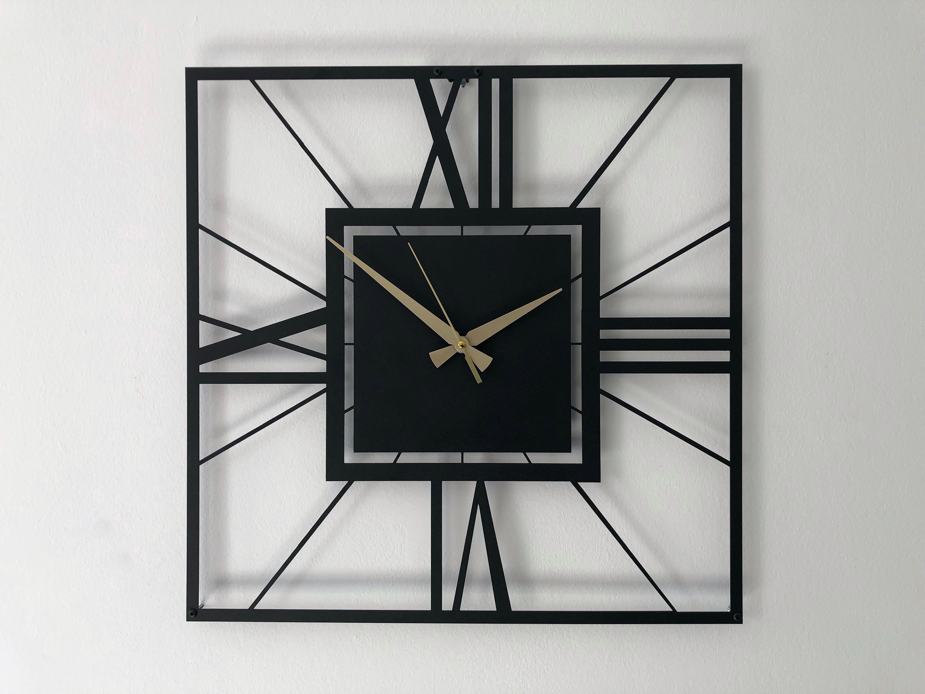 Square Metal Wall Clock: Oversize Rustic Roman Numeral Clock - Etsy