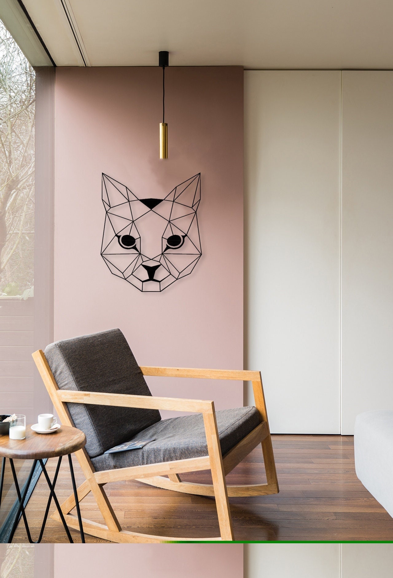Geometric Cat Face Metal Wall Art: Minimalist Pet Decor - Etsy