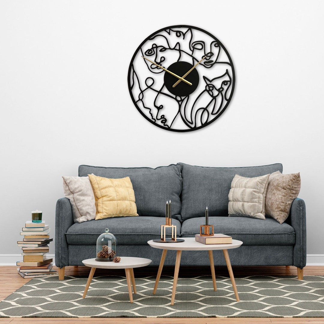 Abstract Faces Gothic Wall Clock, Metal Wall Clock, Silent Wall Clock ...