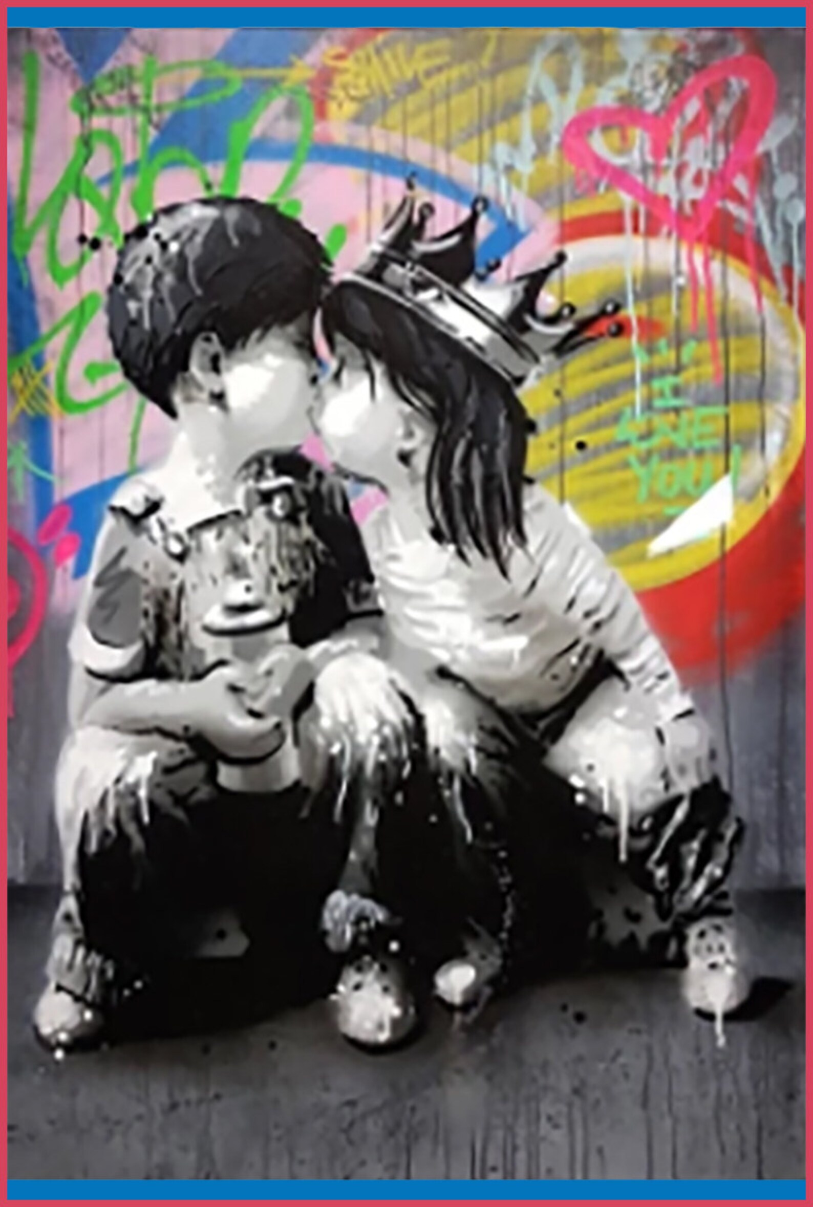 Banksy Graffiti Wall Art on Metal Plate Boy Kiss Girl 12 - Etsy