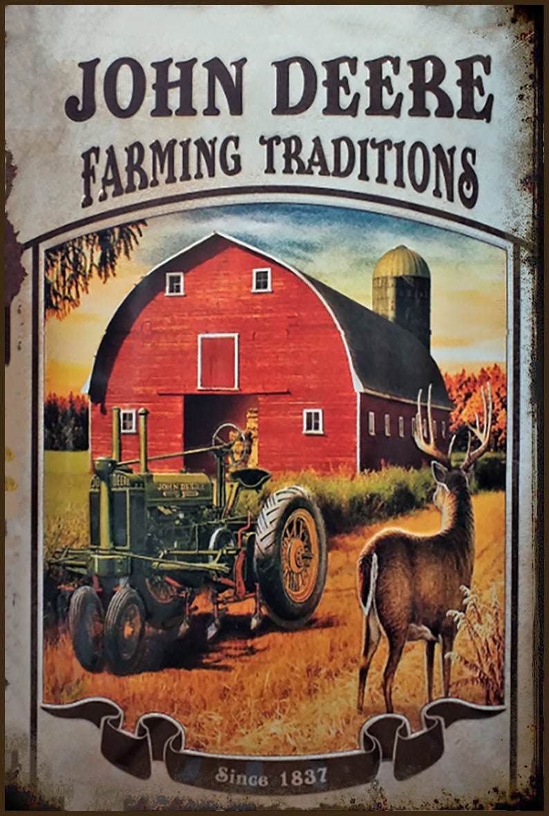 Vintage Style John Deere Farming Traditions Metal Sign With Barn ...