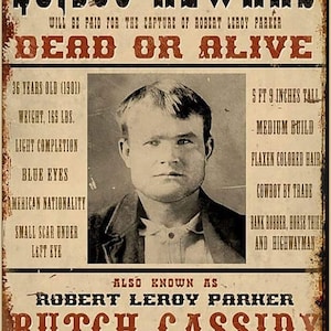 Butch Cassidy Novelty Wanted Poster 12" X 8" Metal Plate Print - Etsy