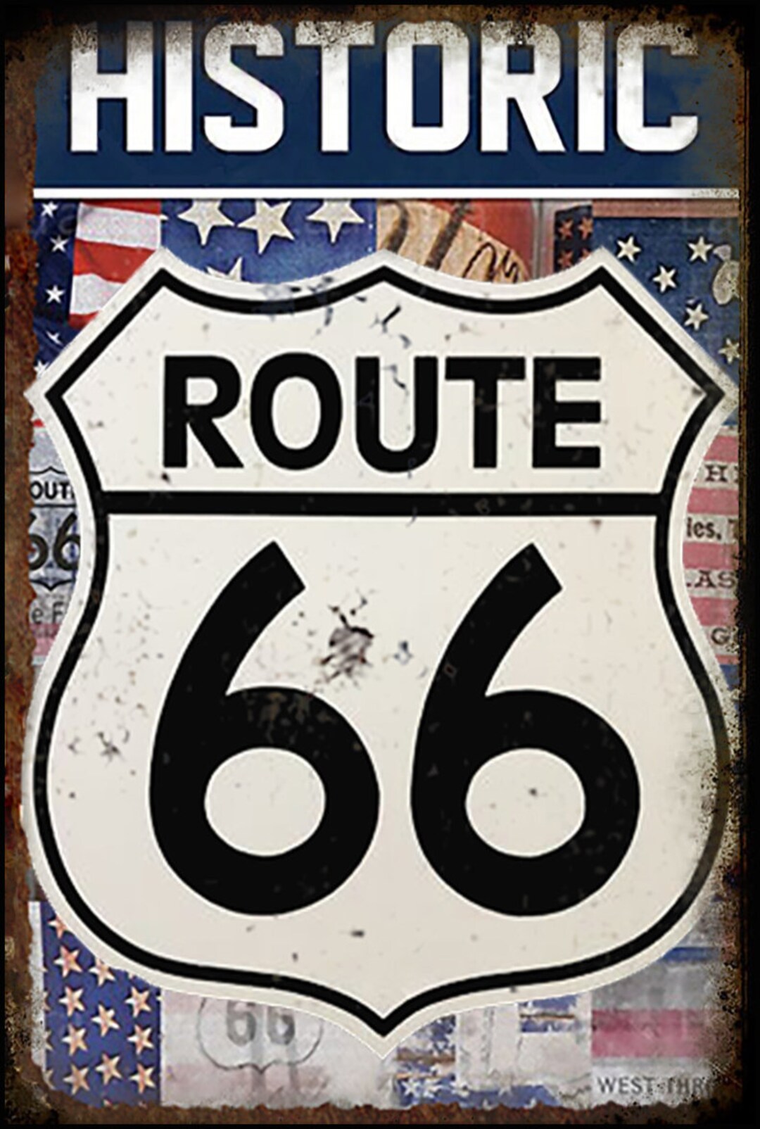 Historic Route 66 Americana Weathered Look Metal Sign - Etsy