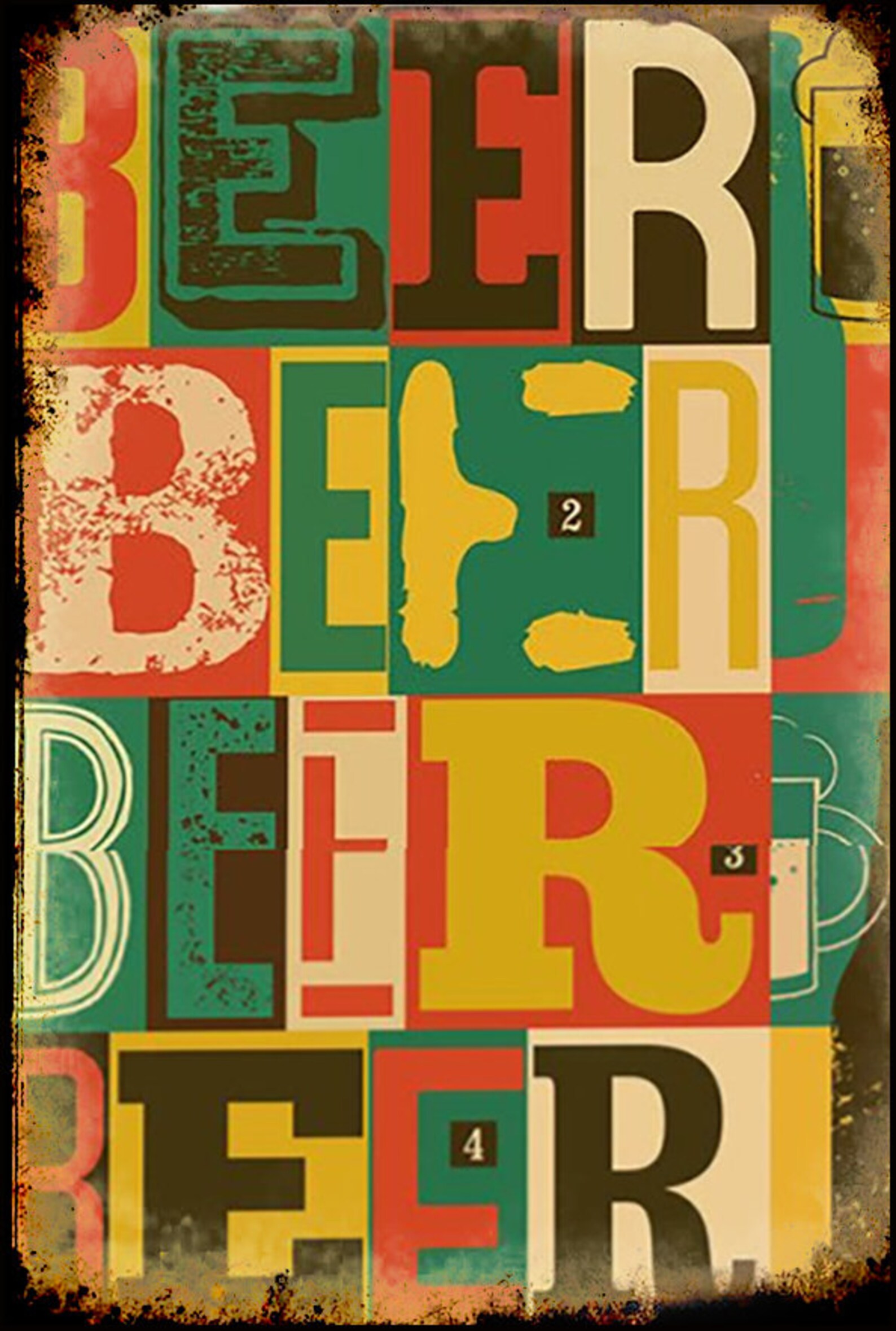 Metal Beer Sign Letter Collage for Bar, Pub, Man Cave, Social Area 12 X ...