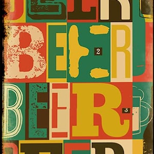 Metal Beer Sign Letter Collage for Bar, Pub, Man Cave, Social Area 12 X ...