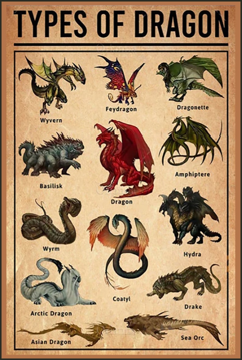 Dragon Identity Chart - Art Print on Aluminum Plate Dungeons & Dragons ...