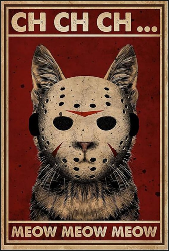 Killer Cat in Hockey Mask Friday the 13th Jason Vorhees Metal - Etsy