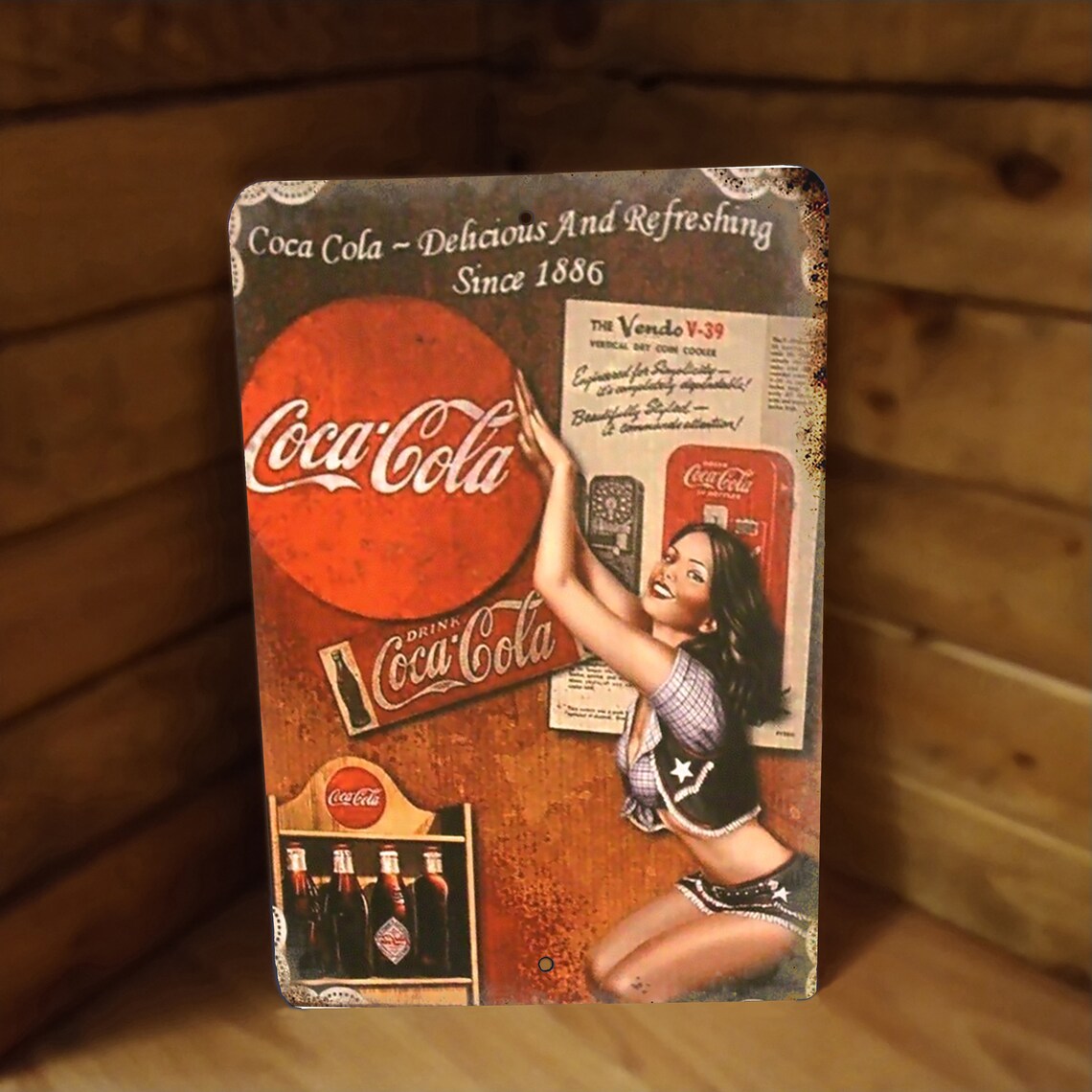 Vintage Style Coca-cola Cowgirl Sign New, Rusty Look - Etsy