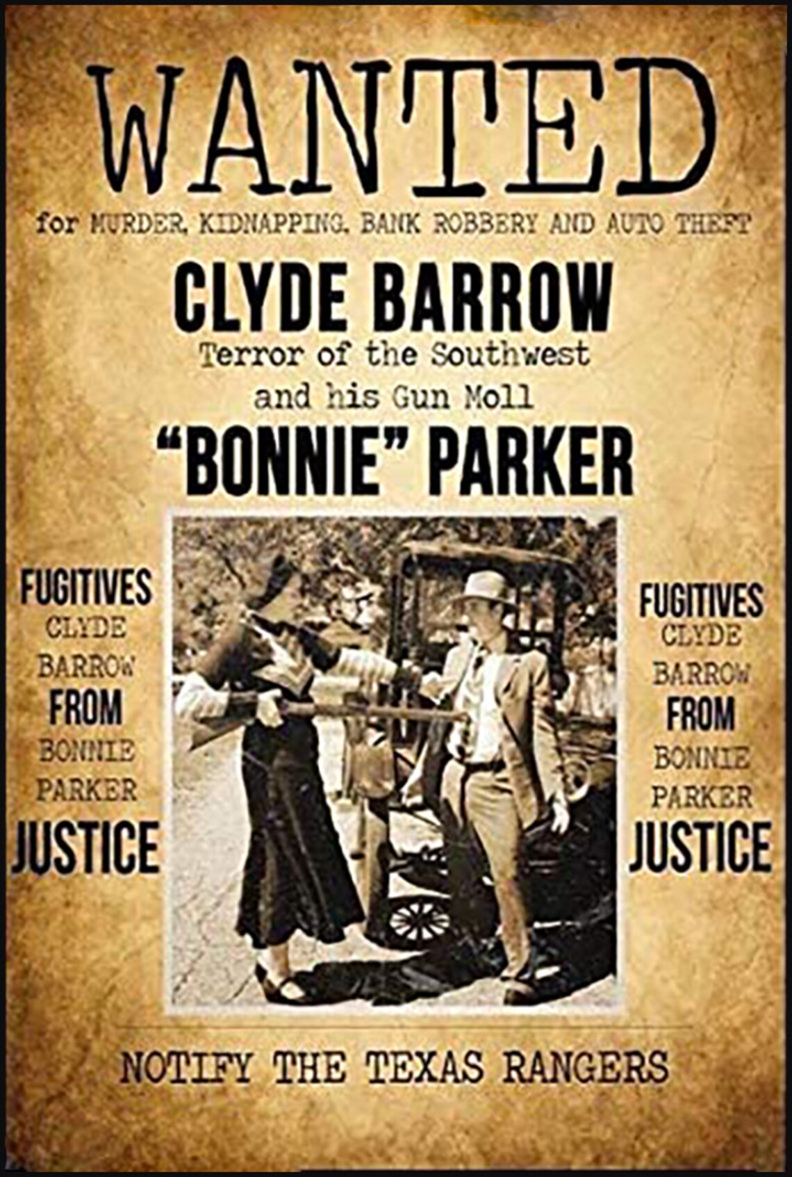 Bonnie Parker & Clyde Barrow Novelty Metal Wanted Poster - Etsy
