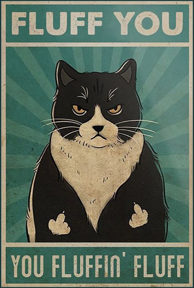 Bad Kitty Mad Cat Fluff You, Fluffin' Fluff Catitude Metal Art Wall ...