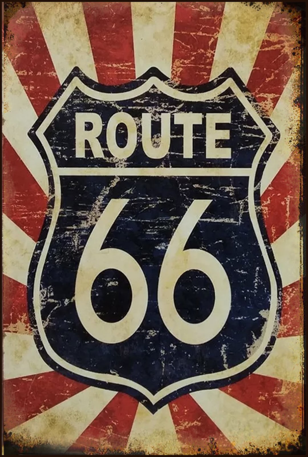 Route 66 Metal Sign Vintage Stripe Design Weathered Look - Etsy