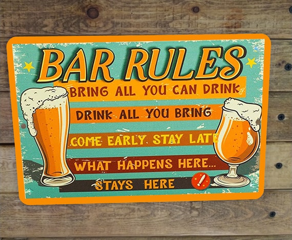 Metal Bar Rules Indoor / Outdoor Poster Sign for Pub Patio - Etsy
