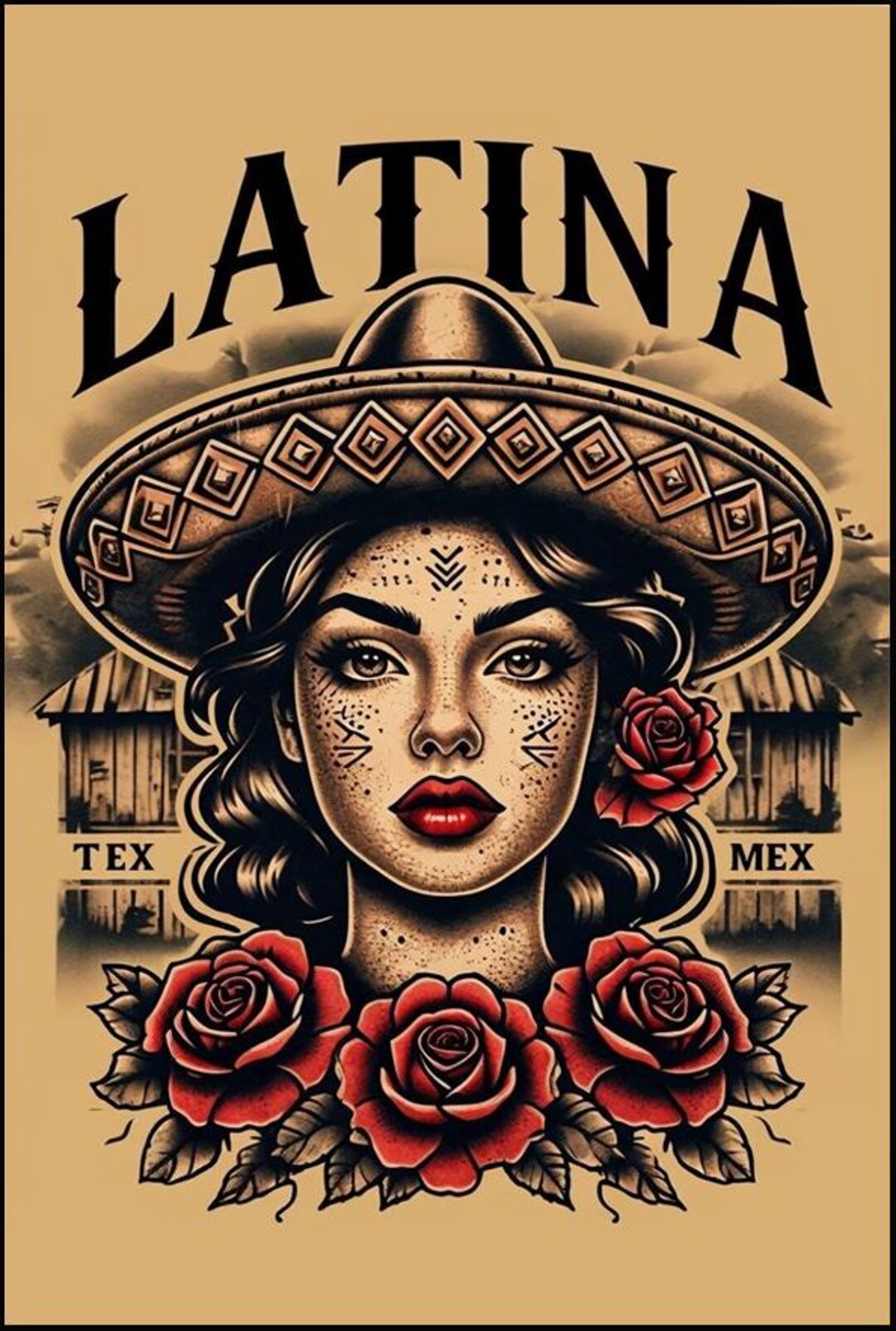 Latina Texmex Mexican Woman With Roses Metal Poster Sign - Etsy