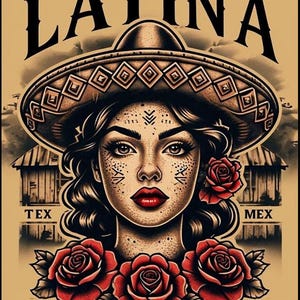 Latina Texmex Mexican Woman With Roses Metal Poster Sign - Etsy