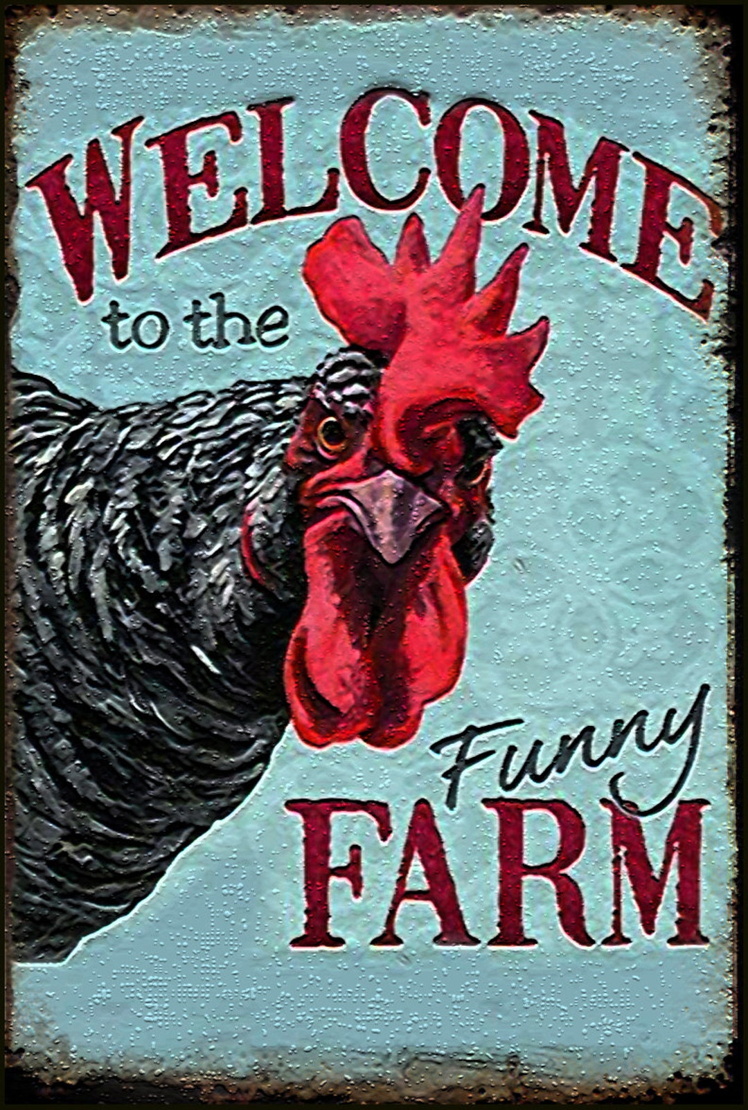 Rooster Sign Welcome to the Funny Farm Humor Metal Poster - Etsy