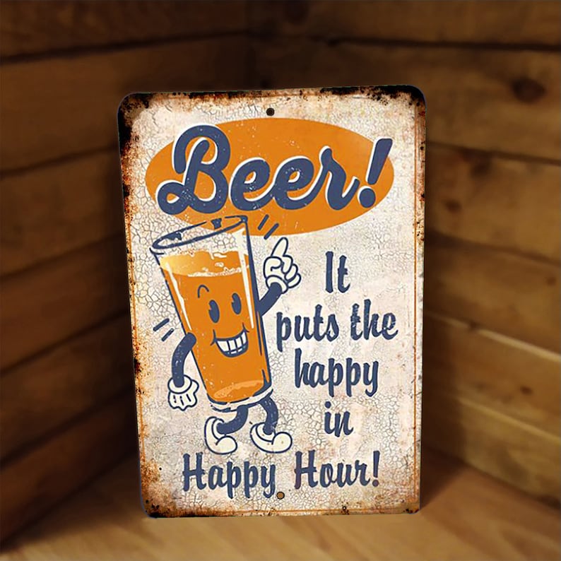 Vintage Antique-look Beer Happy Hour Pub Tavern Bar Metal - Etsy