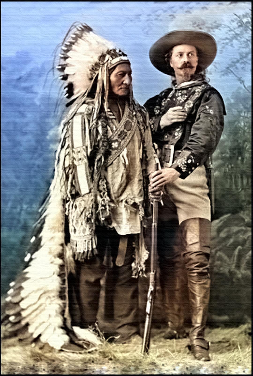 Colorized Western Sitting Bull & Buffalo Bill Cody Photo Reprint on ...