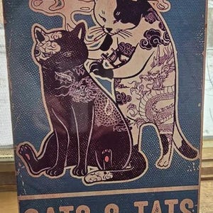 Cats & Tats, Tattoo Cats, Japanese Tat Metal Sign Wall Art - 2 Versions ...