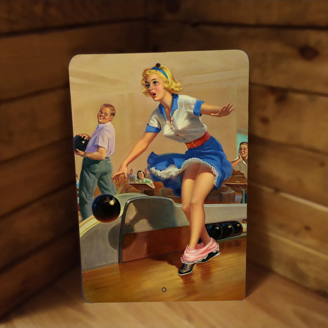 Bowling Pinup Girl Art Frahm Classic Bloomers Metal Sign 12 X 8 Inches ...