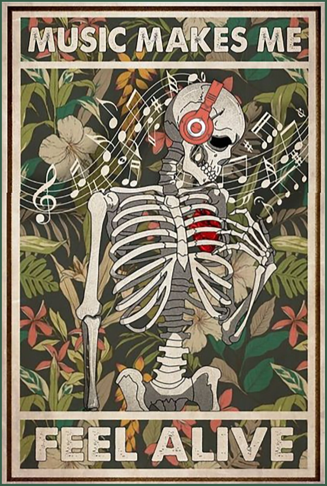 Music Makes Me Feel Alive Skeleton With Headphones Deadhead - Etsy