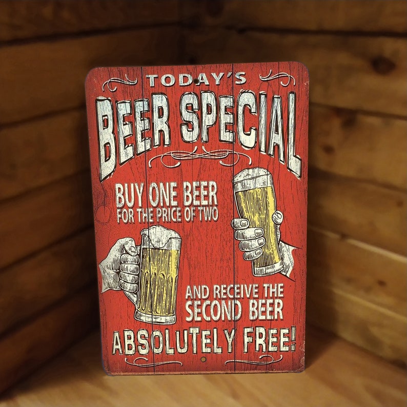 Bar Sign Beer Special Buy One for the Price of Two Metal - Etsy
