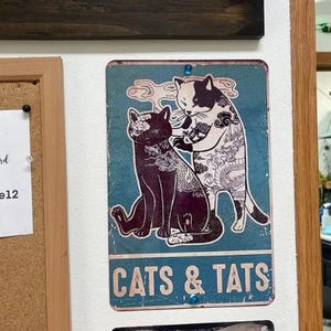 Cats & Tats, Tattoo Cats, Japanese Tat Metal Sign Wall Art - 2 Versions - Etsy