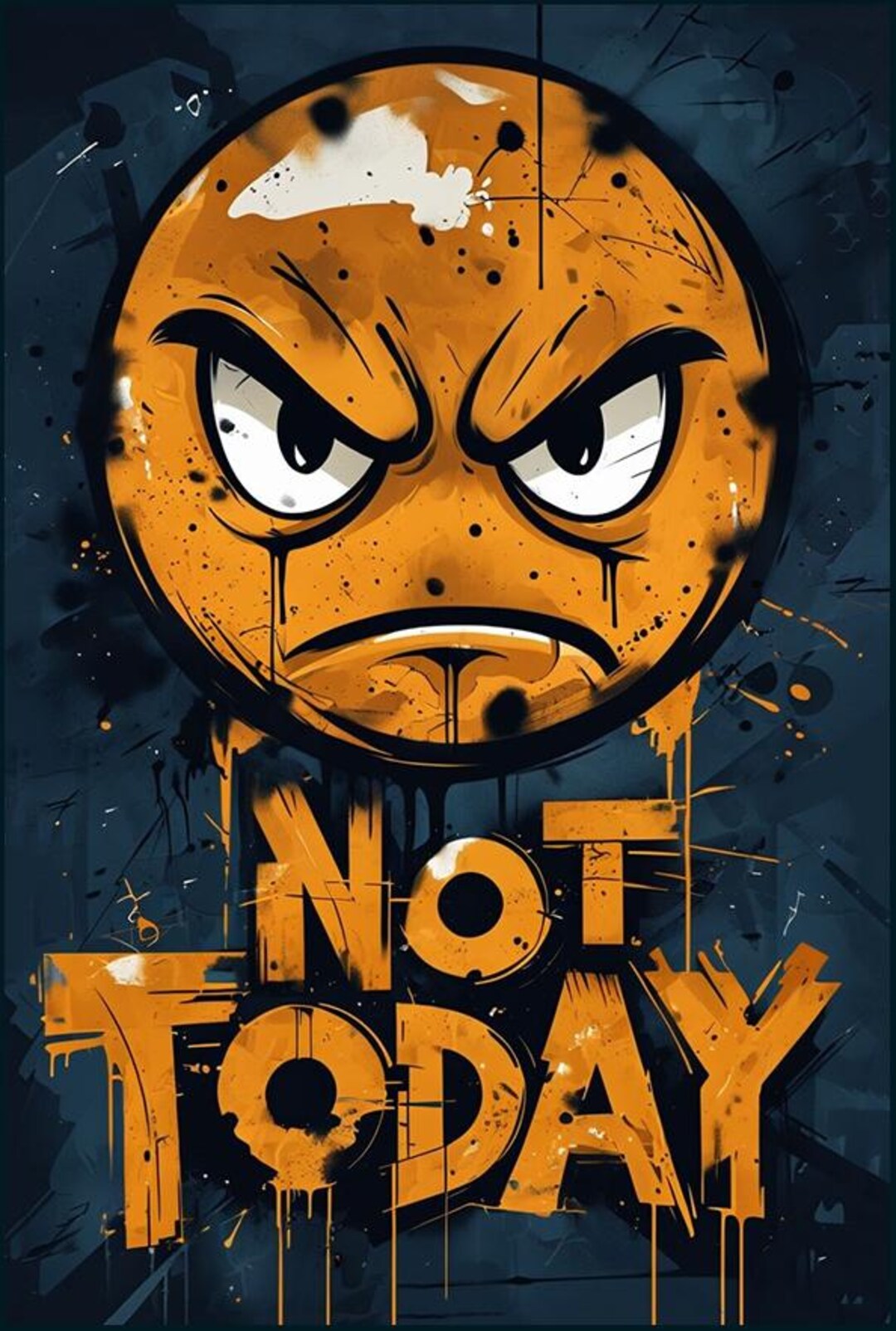 Not Today Grumpy Emoji Street Style Graffiti Art Metal Sign - Etsy