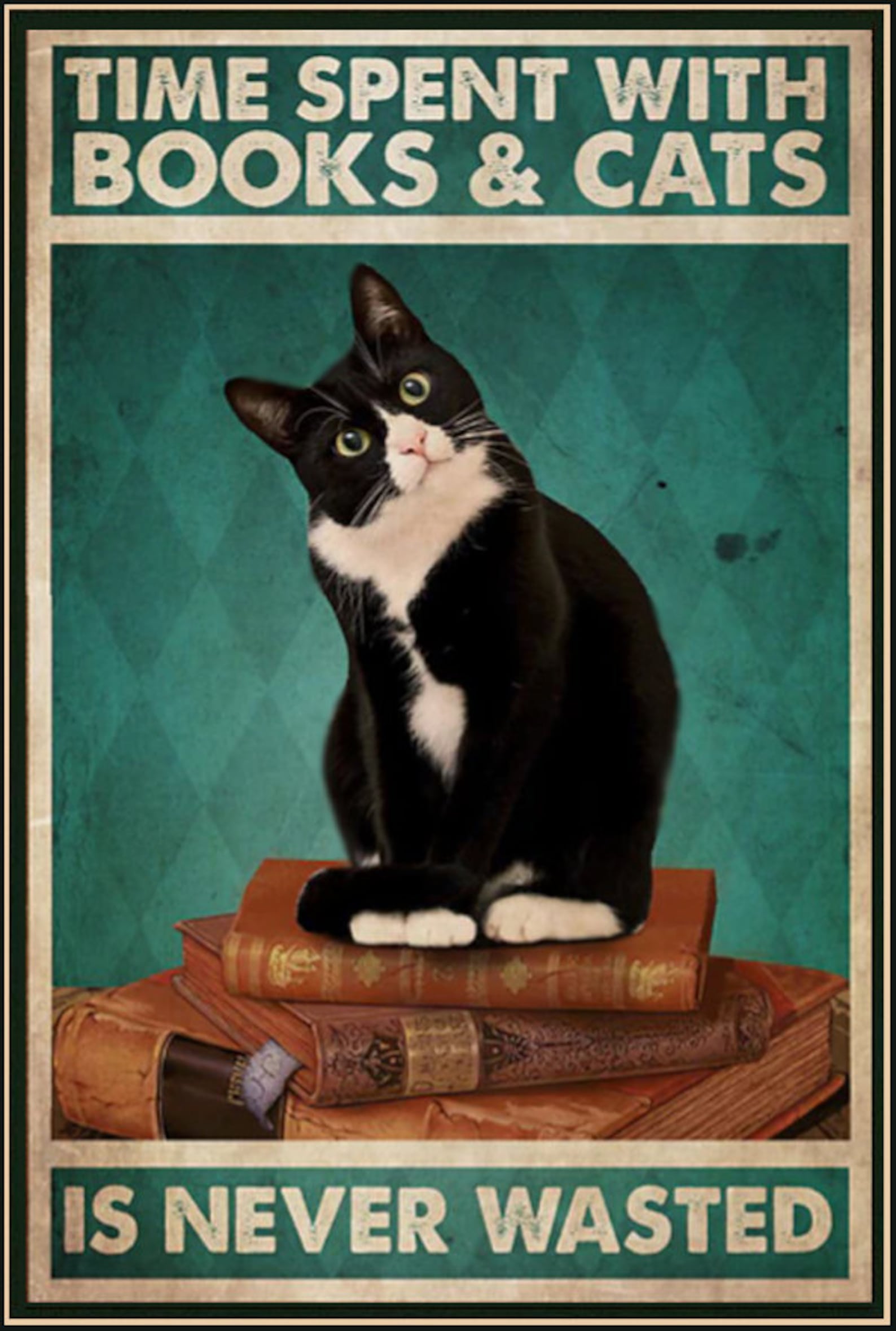 Metal Sign Cat Poster Time Spent With Cats and Books is - Etsy