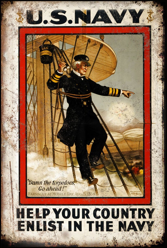 Vintage Style WW1 Recruitment Poster With First US Navy | Etsy