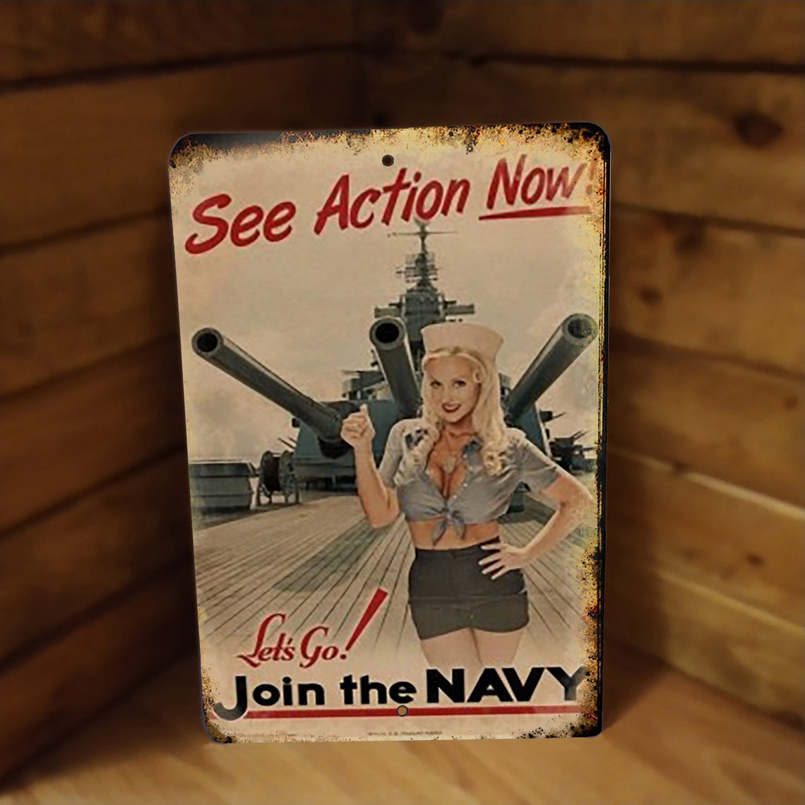 Vintage Style Navy Recruitment Poster Battleship Pinup Girl - Etsy