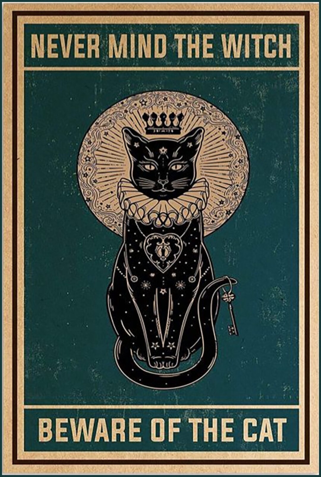 Metal Poster Sign Never Mind the Witch, Beware of Cat - Etsy