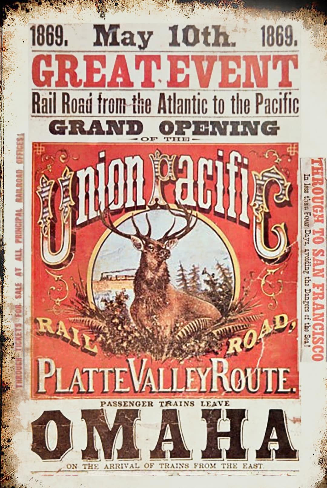 Redesigned Metal Sign Union Pacific Grand Opening May 10, 1869 Hell on ...