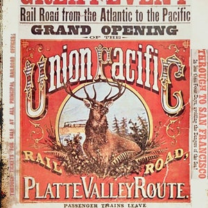 Redesigned Metal Sign Union Pacific Grand Opening May 10, 1869 Hell on ...