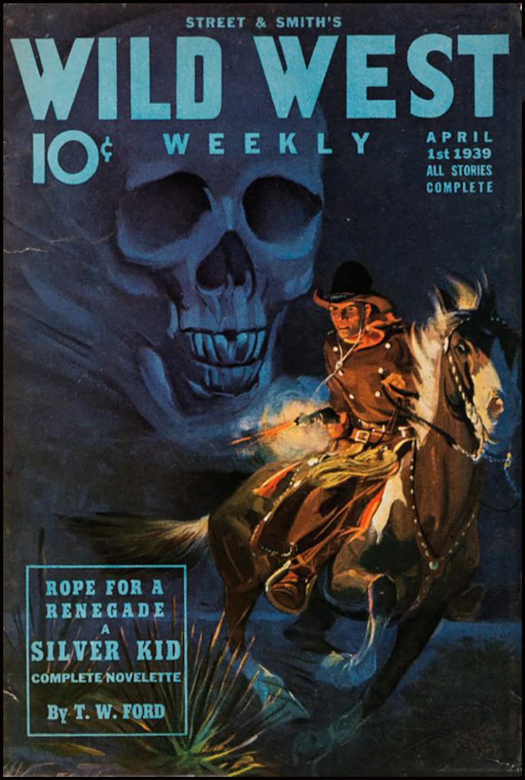 Wild West Weekly 1939 Magazine Cover Art With Skull - Etsy