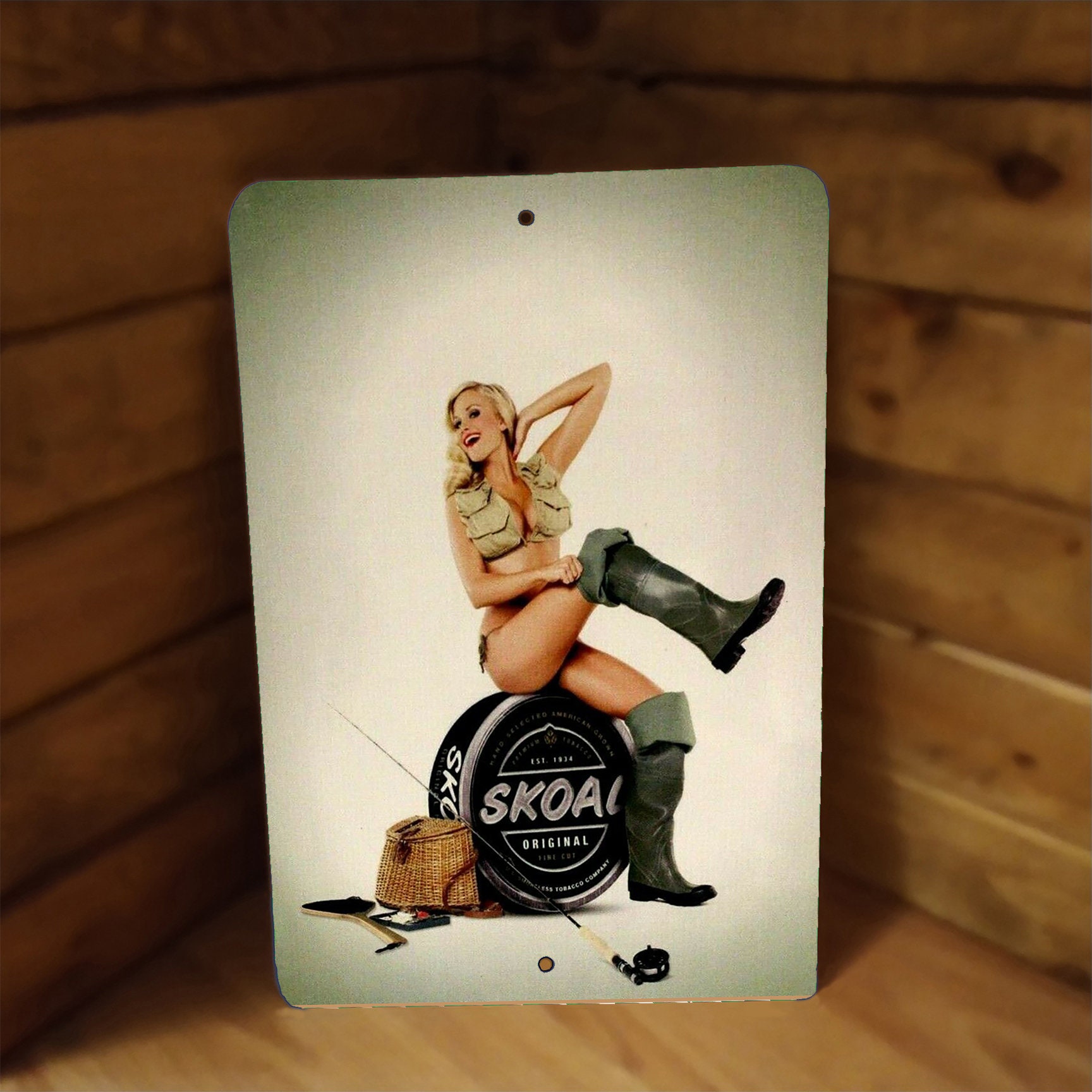 Metal Mancave Garage Sign Skoal Fishing Blonde Pinup Girl - Etsy
