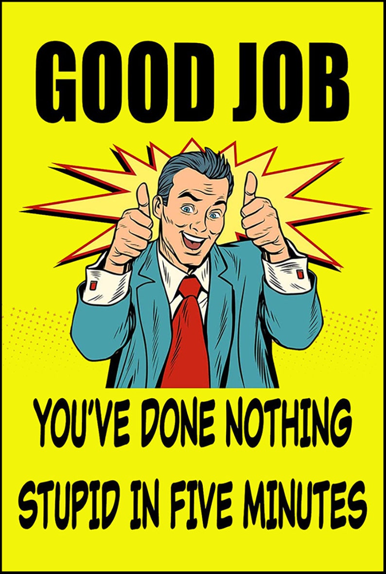 Good Job! You’ve Done Nothing Stupid Metal Wall Poster - Etsy