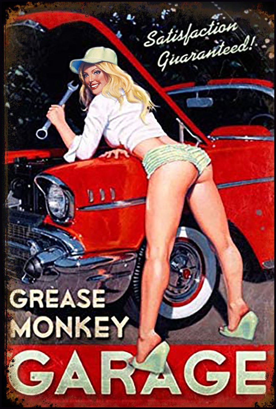 Grease Monkey Garage Blonde Pinup Girl Garage Sign - Etsy