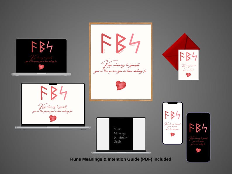 Self Connection Affirmation Art | Rune Symbols Digital Bundle - Etsy