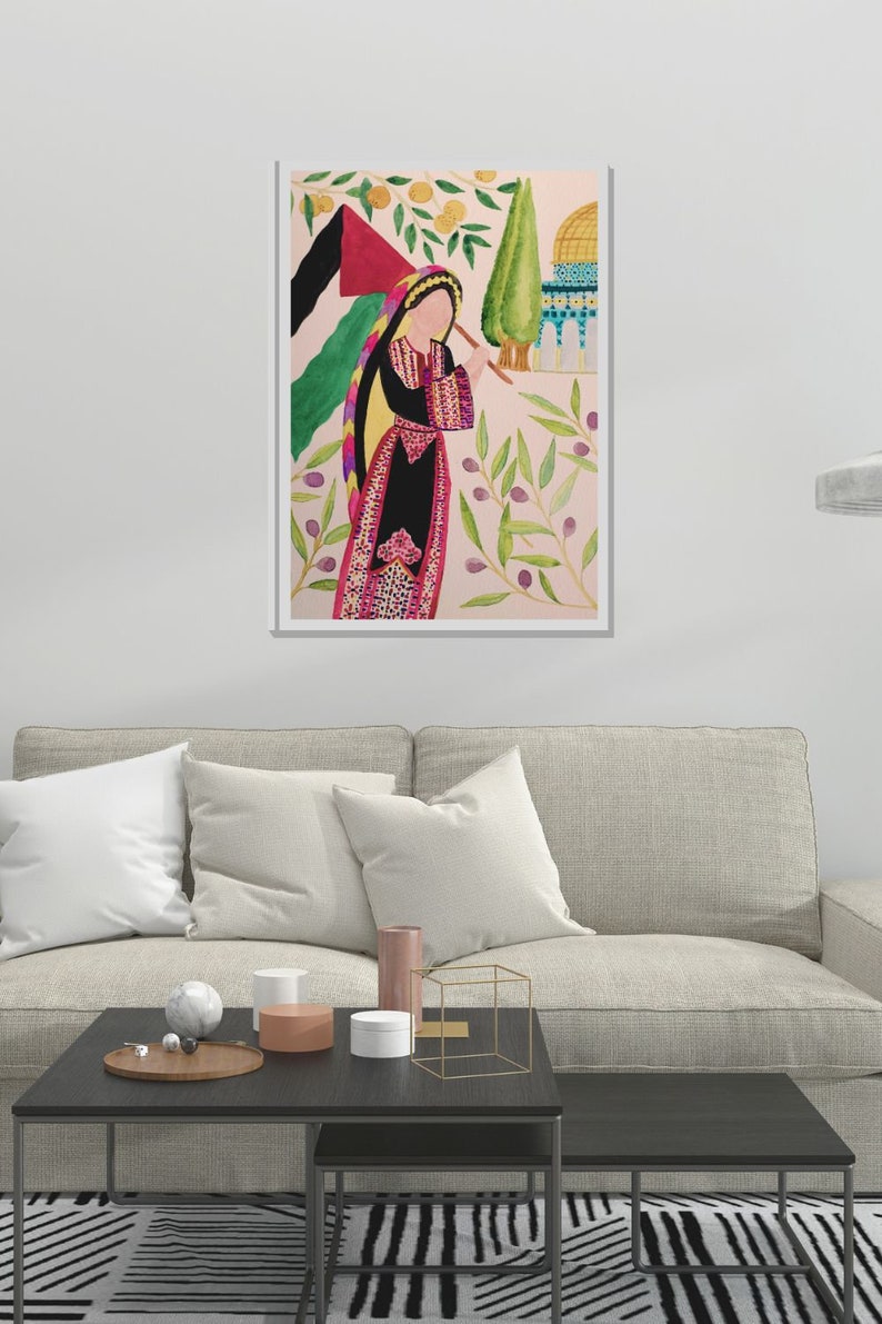 Poster Palestinian Lady - Palestinian Flag Premium Matte Paper ...