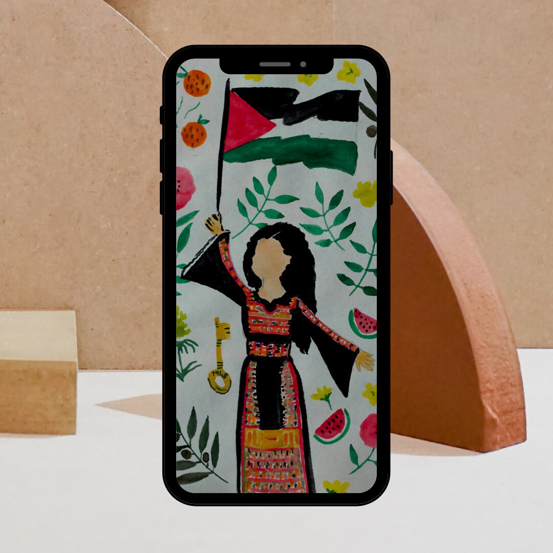 Downloadable Art Watercolour Painting Print Palestinian Flag ...