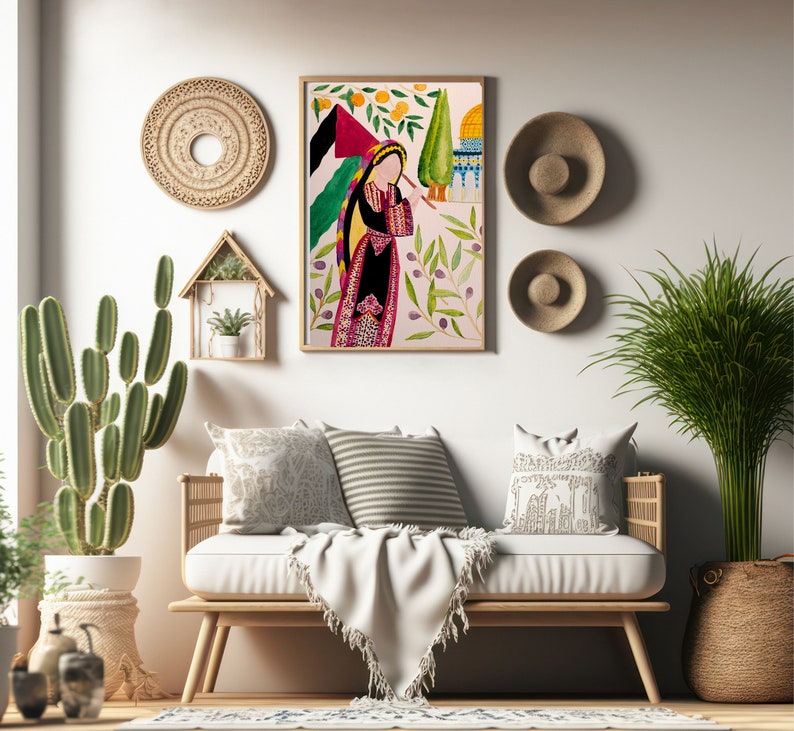 Poster Palestinian Lady - Palestinian Flag Premium Matte Paper ...
